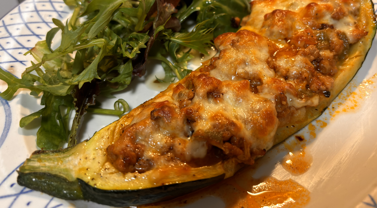 Leftover Bolognese Stuffed Courgette - Dinner With Evie